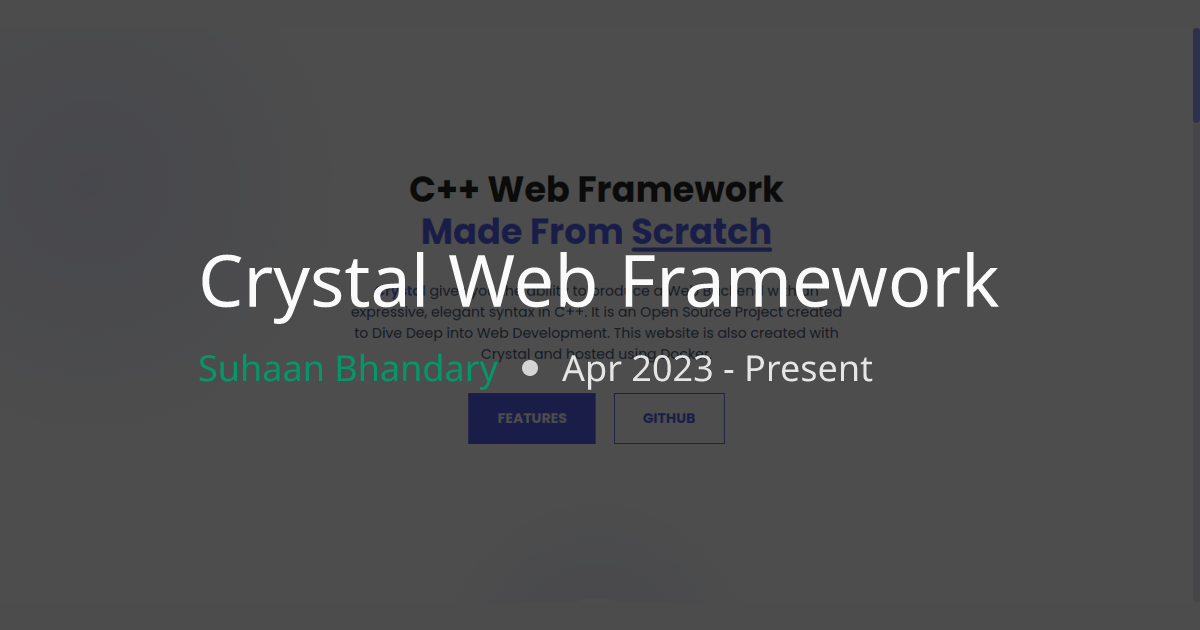 Crystal Web Framework Project | Suhaan Bhandary